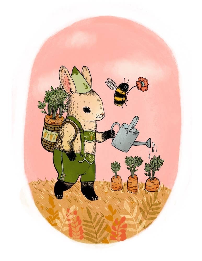 Marika Paz Illustration - Spring Rabbit Print | Paper Crane Yarns